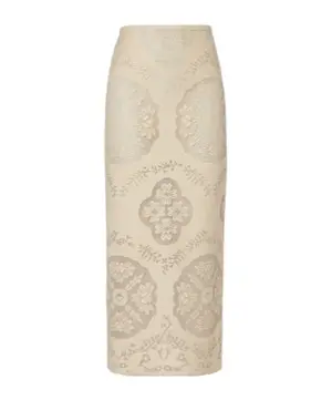 Valentino Garavani Floral Cotton-blend Midi Skirt - Nude