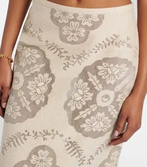 Valentino Garavani Floral Cotton-blend Midi Skirt