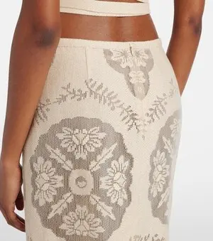 Valentino Garavani Floral Cotton-blend Midi Skirt