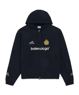 Balenciaga Soccer Oversized Zip-up Hoodie - Black