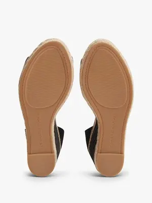 Tommy Hilfiger Logo Plaque Leather Wedge Heel Espadrilles