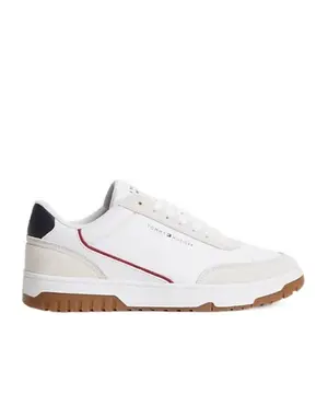 Tommy Hilfiger Mixed Texture Leather Basketball Trainers - White