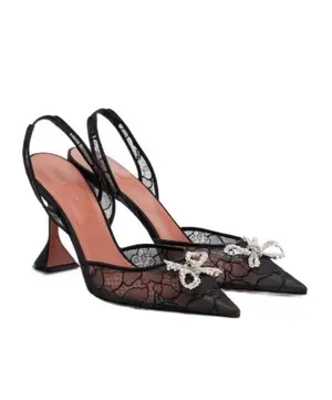 Amina Muaddi Lace High Heels - Black