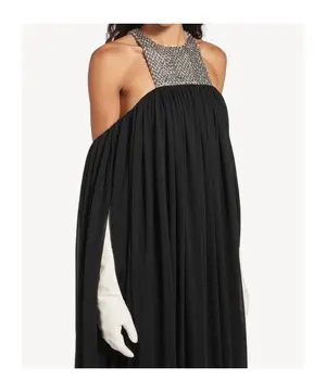 Balenciaga Embroidered Cape-effect Maxi Dress