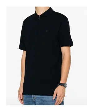 Emporio Armani Quarter-zip Short-sleeved Polo Shirt - Black