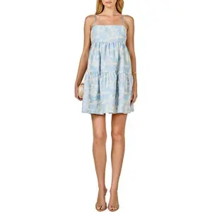 Endless Rose Floral Jacquard Minidress - Blue Multi