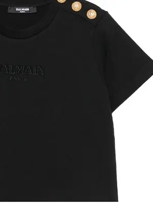 Balmain Logo-embroidered Button-detail T-shirt