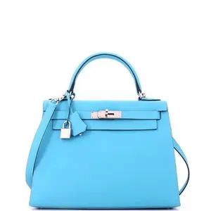Hermès Kelly Handbag Epsom With Palladium Hardware 28 - Blue