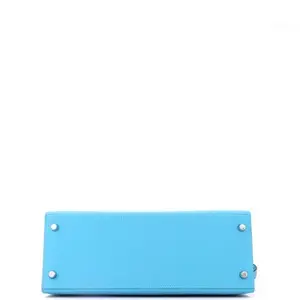Hermès Kelly Handbag Epsom With Palladium Hardware 28 - Blue