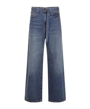 Sacai Logo Patch Wide-leg Jeans - Blue