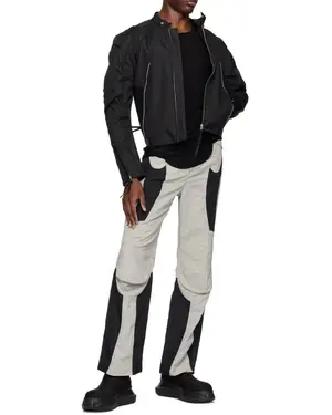 KUSIKOHC Stitching Structure Waist Loop Casual Pants