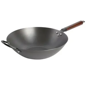 BABISH Pre-seasoned Carbon Steel Flat Bottom Wok