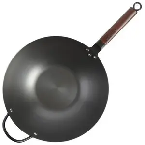 BABISH Pre-seasoned Carbon Steel Flat Bottom Wok