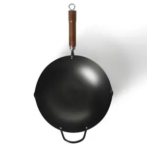 MARTHA STEWART Chisholm 13.5-inch Carbon Steel Nonstick Flat Bottom Wok