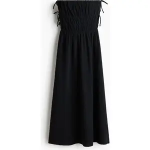 H&m Muslin Bandeau Midi Dress - Black