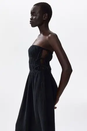 H&m Muslin Bandeau Midi Dress