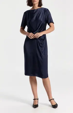 Ronen Chen Sculpted Twist Waist Midi Dress