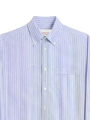 Valentino Garavani Logo-embroidered Striped Shirt - Blue