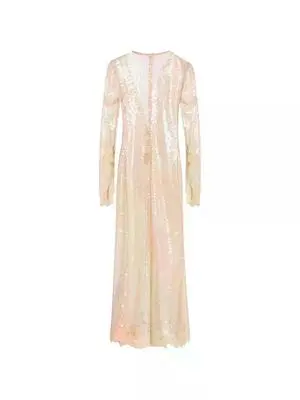 Elie Saab Sequin-embellished Lace-trim Midi Dress