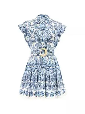 Cara Cara Octavia Paisley-print Belted Mini Dress
