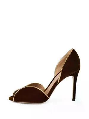 GIANVITO ROSSI Velvet Peep-toe Pumps