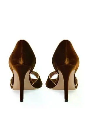 GIANVITO ROSSI Velvet Peep-toe Pumps