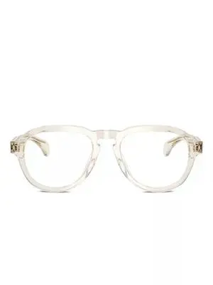 Moncler Transparent Acetate Geometric Frame Eyeglasses - Neutrals