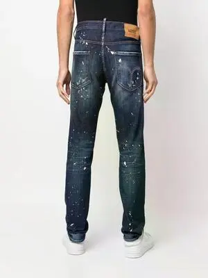 Dsquared2 Distressed Effect Straight Leg Jeans - Blue