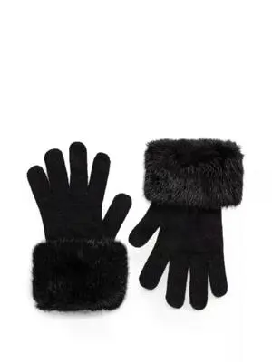 Guess Shaida Faux-fur Trim Logo-plaque Gloves - Black