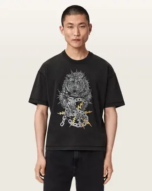 ALLSAINTS Iron Tiger Short Sleeve Graphic T-shirt - Black