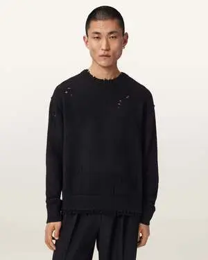 ALLSAINTS Wolf Oversized Wool Blend Sweater Black