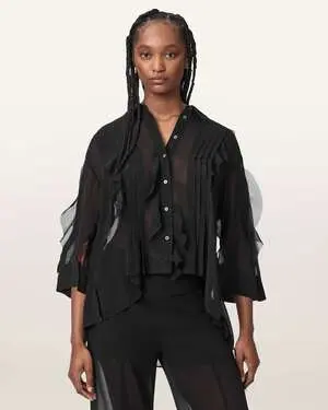 ALLSAINTS Minna Sheer Frill Shirt