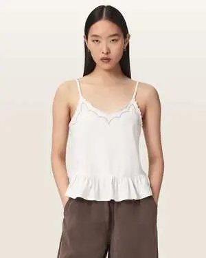 ALLSAINTS Georgia Embroidered Slim Fit Cami Top - White