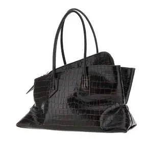 Attico Medium 'la Passeggiata' Croc-embossed Leather Bag - Brown