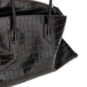 Attico Medium 'la Passeggiata' Croc-embossed Leather Bag - Brown
