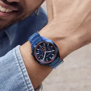 Lilienthal Berlin Octachrono Orange Stainless Steel Brushed
