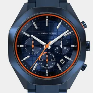 Lilienthal Berlin Octachrono Orange Stainless Steel Brushed