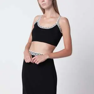 Versace Viscose-blend Cropped Top With Jacquard Details