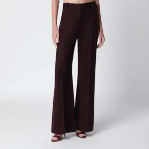Victoria Beckham Dark Acai Purple Virgin Wool Flannel Trousers