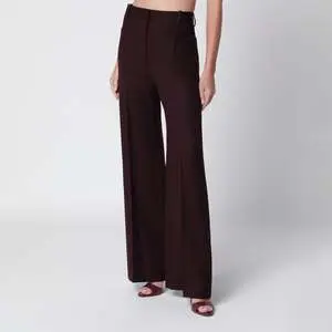 Victoria Beckham Dark Acai Purple Virgin Wool Flannel Trousers