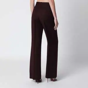 Victoria Beckham Dark Acai Purple Virgin Wool Flannel Trousers