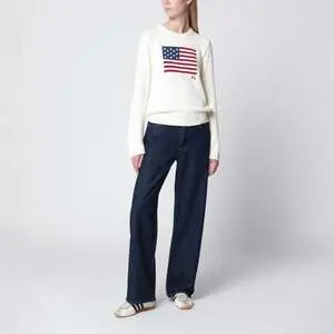 Polo Ralph Lauren Cotton Sweater With Flag Motif - Beige