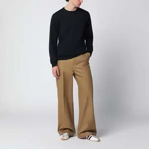 ROBERTO COLLINA Navy Wool Crew-neck Knit Sweater