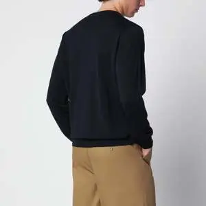ROBERTO COLLINA Navy Wool Crew-neck Knit Sweater