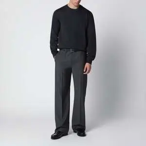 ROBERTO COLLINA Anthracite Wool Crew-neck Sweater