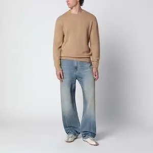 ROBERTO COLLINA Camel Wool-blend Crew Neck Sweater - Beige