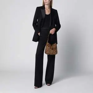 Saint Laurent Le 5 À 7 Bea Leopard Print Pony Hair And Nappa Leather Shoulder Bag - Brown