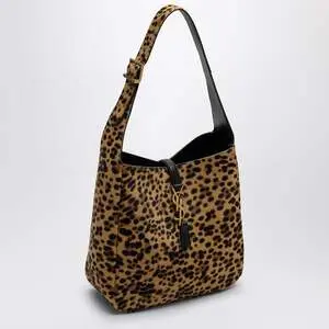 Saint Laurent Le 5 À 7 Bea Leopard Print Pony Hair And Nappa Leather Shoulder Bag - Brown