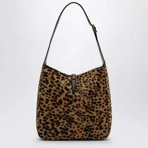 Saint Laurent Le 5 À 7 Bea Leopard Print Pony Hair And Nappa Leather Shoulder Bag - Brown