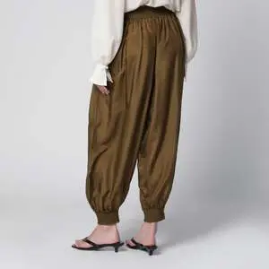 Zimmermann Mahon Harem Pants In Silk Crepe Satin, Olive